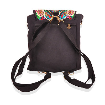 2016 new design peony flower colorful enthnic embroidery backpack form factory