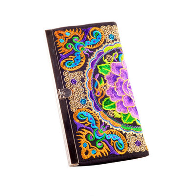 ethnic colorful butterfly silk metal close eadge coin purse clutch girls purse