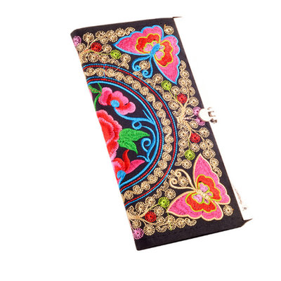 ethnic colorful butterfly silk metal close eadge coin purse clutch girls purse