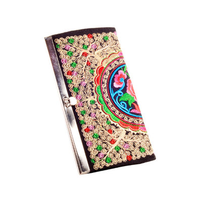 ethnic colorful butterfly silk metal close eadge coin purse clutch girls purse