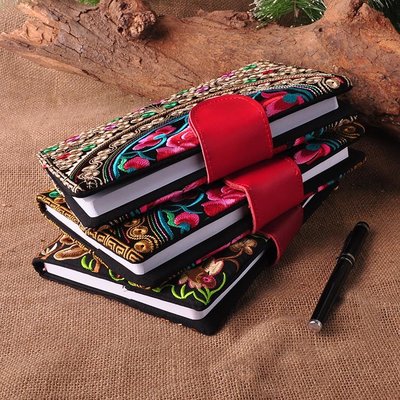 Customize Embroidered Logo Notebooks with leather snap closure as best souvenir gift