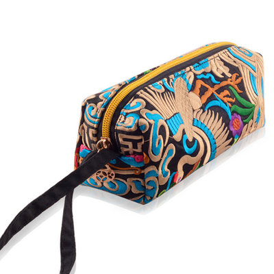 wholesale canvas embroidery stationery colored pencil set cosmetic bag