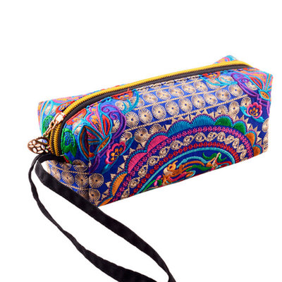 wholesale canvas embroidery stationery colored pencil set cosmetic bag