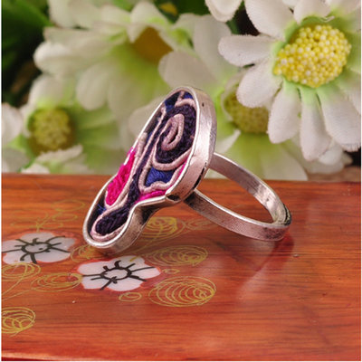 lastest design custom ethnic jewelry embroidery hmong rings with adjustable size