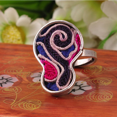 lastest design custom ethnic jewelry embroidery hmong rings with adjustable size