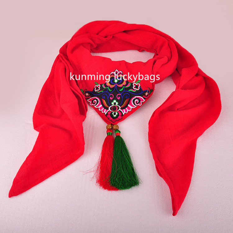 2016 pure color plain women muslim viscose hijab scarf national style scarf with red tassels
