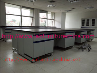 China 3000 mm  Wood Frame Blue /  White School Lab furniture Fume Hood For Chemistry Laboratory supplier