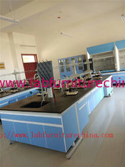 China 3750 mm  Wood Frame Blue /  White Science Lab Cabinets  Furniture For High School Lab supplier