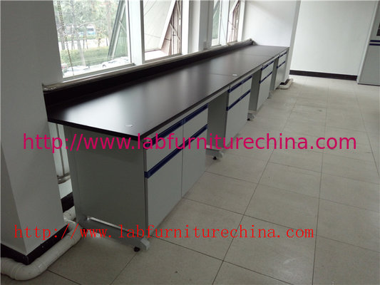 3750 mm  Wood Frame Blue /  White School Lab Workbench  with drawers furniture For Chemistry Laboratory supplier