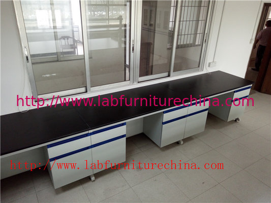 3750 mm  Wood Frame Blue /  White Science Lab Cabinets  Furniture For High School Lab supplier