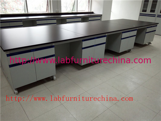 3750 mm  Wood Frame Blue /  White Science Lab Cabinets  Furniture For High School Lab supplier