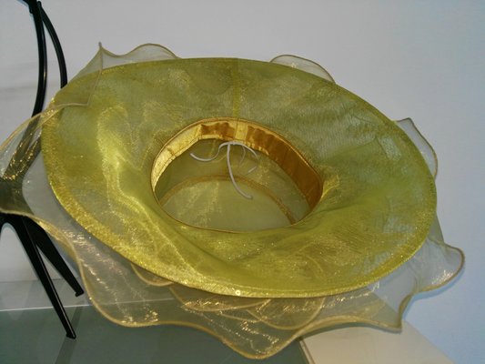 Beading Lace Covered Women Packable Organza Hat with Overlocked Flower for Special Occasion