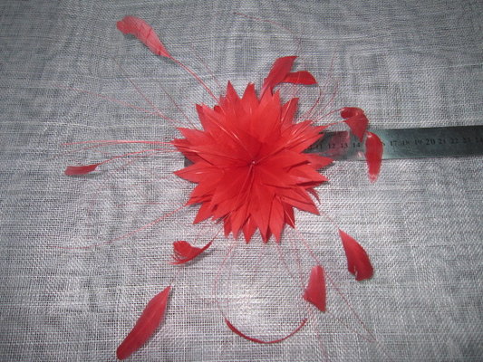 Red Feather Flower Fascinator