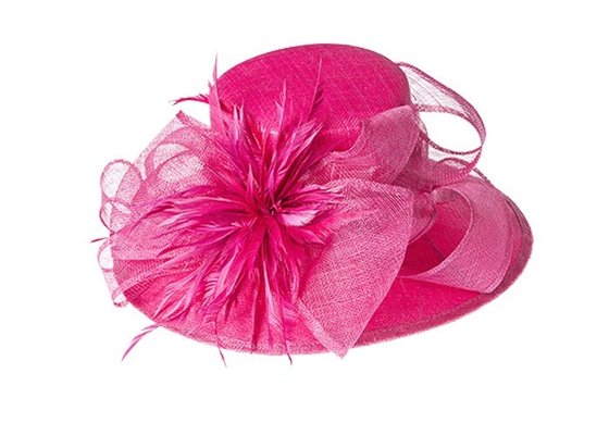 Hot Pink ladies occasion hats biots Trimming Horse Racing with Sinamay