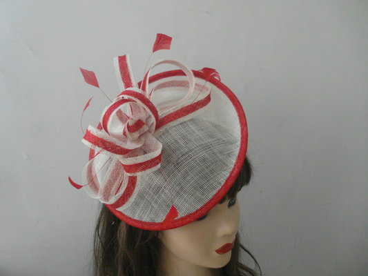 Cute Wedding Ladies Sinamay Fascinator Hats ,1.2cm Satin Covered Plastic Headband
