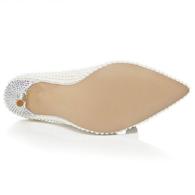High Heels Bridal Gown Accessories Wedding Shoes For Bride Pearl Bridal Peep Toe