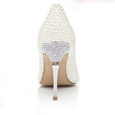 High Heels Bridal Gown Accessories Wedding Shoes For Bride Pearl Bridal Peep Toe