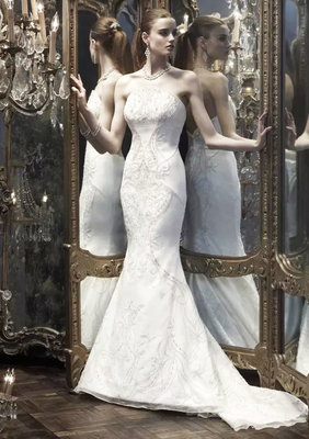 Plus Size Vintage Mermaid Tail Wedding Dress Lace Appliques Decoration