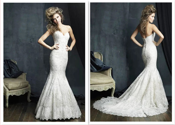 Plus Size Vintage Mermaid Tail Wedding Dress Lace Appliques Decoration