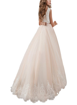 Scoop Long Sparkly Flower Girl Dresses For Toddler First Communion Day