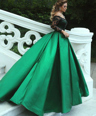 Shiny Emerald Green Prom Dress / Quinceanera Emerald Green Evening Gown