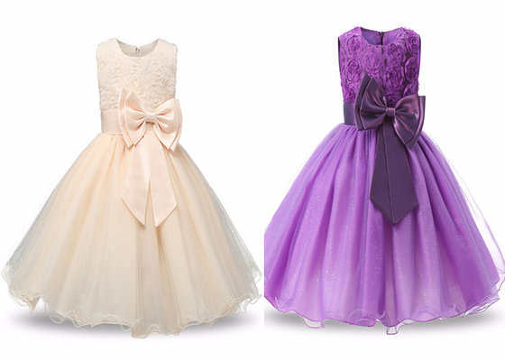 Pascua Appliqued los vestidos brillantes del florista para el tamaño modificado para requisitos particulares brillo