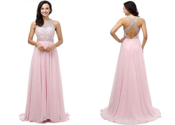 Vestidos de moda de la dama de honor del rosa en colores pastel, vestidos largos de lujo de la dama de honor