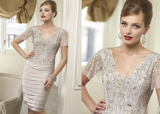 Satén aumentado vestidos del diseño de la versión del estilo de la mamá de la novia elegante del Applique