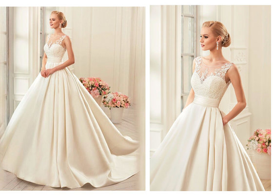 Vestidos de boda de las señoras del código del largo de hombros, vestidos sin mangas de las señoras para las bodas