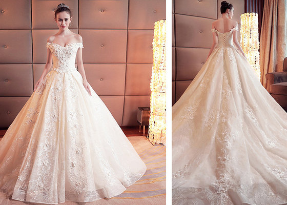 Vestidos de boda respirables del estilo del vestido de bola de princesa Dream con los trenes largos