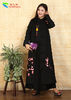 Black Cotton Embroidery Fabric Floral Print Coats