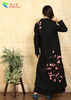 Black Cotton Embroidery Fabric Floral Print Coats