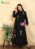Black Cotton Embroidery Fabric Floral Print Coats