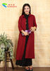 Long Red Turn - Down Collar Women Cotton Coat No Hooded For Autumn And Winter