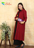 Long Red Turn - Down Collar Women Cotton Coat No Hooded For Autumn And Winter