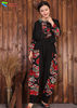Chinese Style Womens Linen Suits Clothing Black Blouse And Pants Casual Suit