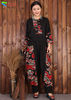 Chinese Style Womens Linen Suits Clothing Black Blouse And Pants Casual Suit