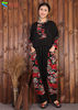 Chinese Style Womens Linen Suits Clothing Black Blouse And Pants Casual Suit