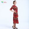 Short Sleeve Chinese Dress Cheongsam Split Vintage Printed For Mother'S Day Gift