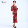 Short Sleeve Chinese Dress Cheongsam Split Vintage Printed For Mother'S Day Gift