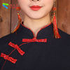 Breathable Chinese Dress Cheongsam Black And Red Color Custom L-3XL Size