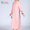 Summer Pink Cheongsam Dress Chinese Traditional Dress Qipao Flower Embroidered