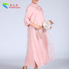Summer Pink Cheongsam Dress Chinese Traditional Dress Qipao Flower Embroidered