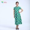 Green Sexy Women Floral Cheongsam Qipao Dress Cotton Blend Fabric For Party
