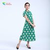 Green Sexy Women Floral Cheongsam Qipao Dress Cotton Blend Fabric For Party