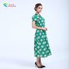 Green Sexy Women Floral Cheongsam Qipao Dress Cotton Blend Fabric For Party