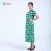 Green Sexy Women Floral Cheongsam Qipao Dress Cotton Blend Fabric For Party
