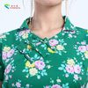 Green Sexy Women Floral Cheongsam Qipao Dress Cotton Blend Fabric For Party