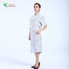 Adults Chinese White Cheongsam Dress Line Pattern With 100% Cotton Material