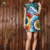 Soft Casual Wear Short Cheongsam Dress , Vintage Chinese Floral Dress